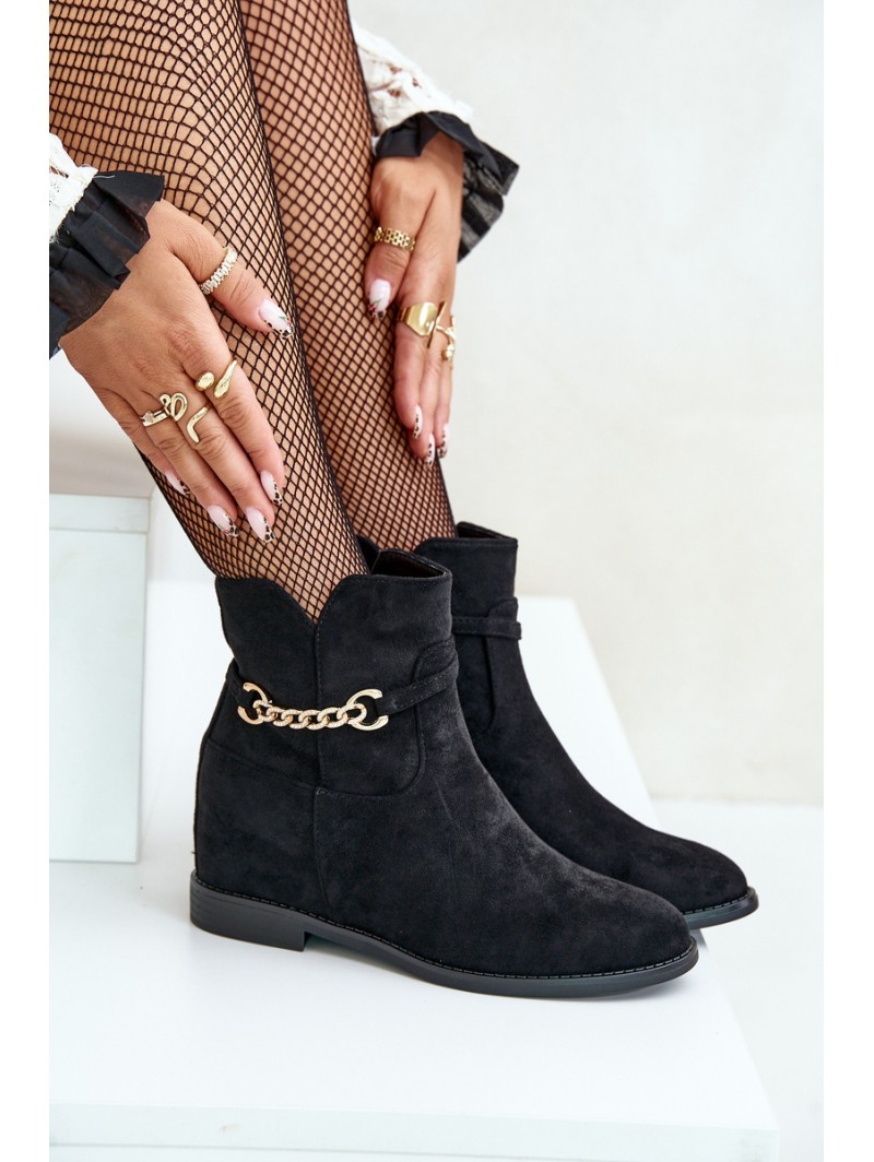 Womens Ankle Boots On Hidden Wedge Made Of Eco Suede Black Ofcorna