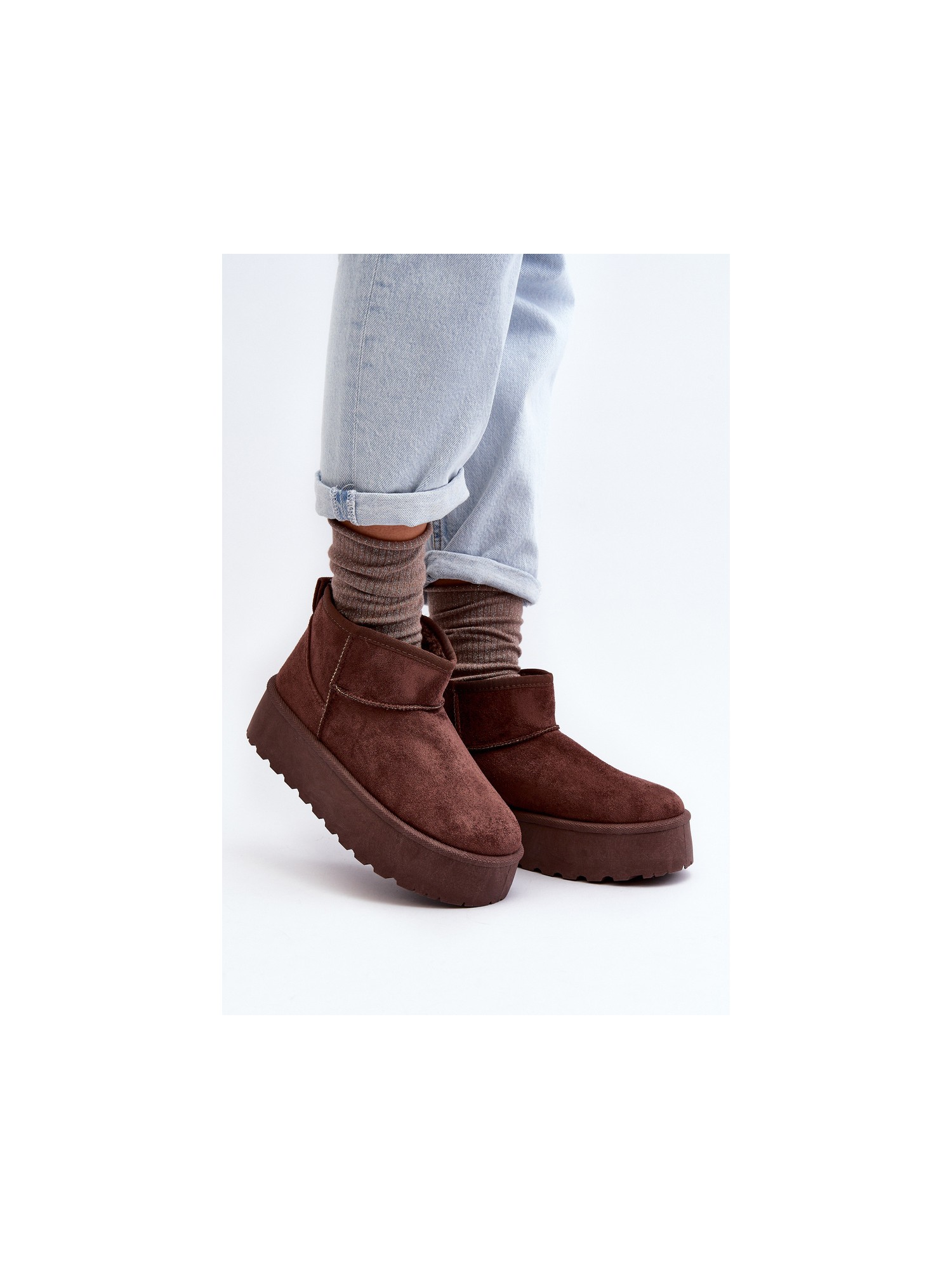 Suede Platform Snow Boots Brown Corcoran