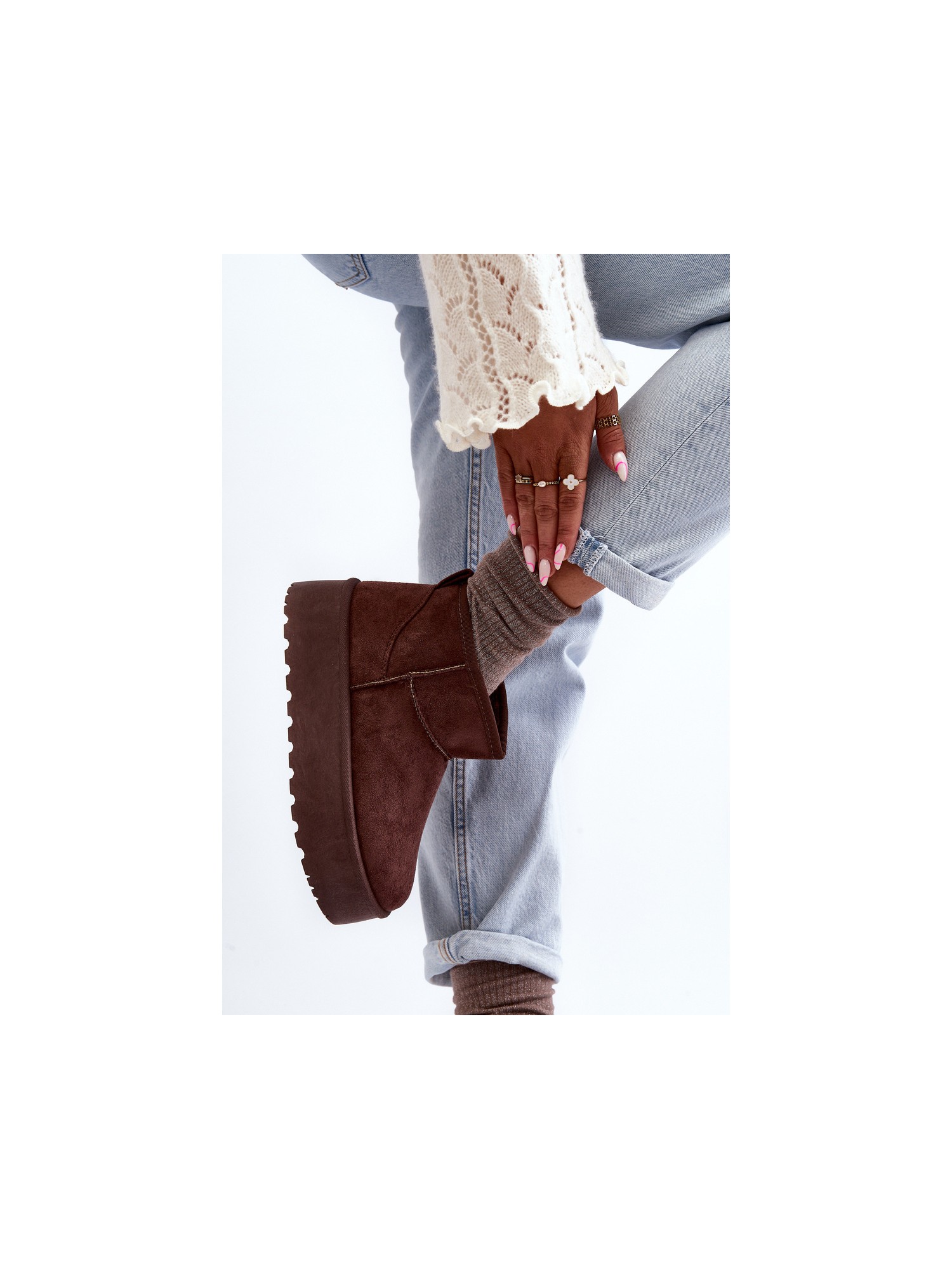 Suede Platform Snow Boots Brown Corcoran